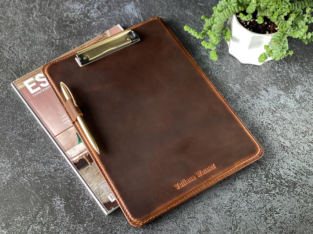 Personalized Leather Padfolio: Handmade Executive Clipboard With Pen ...
