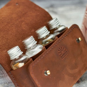 Personalized Leather Travel Spice Set With Empty 3 or 4 Bottles - Etsy