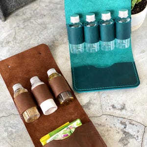 Personalized Leather Travel Spice Set With Empty 3 or 4 Bottles - Etsy