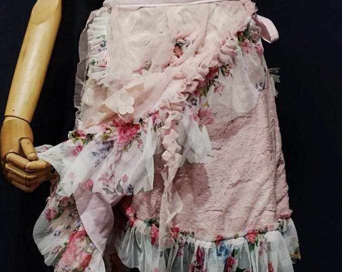 Lace Ruffle Wrap Skirt: Pink Romantic Boho Chic, Free Size, Floral - Etsy