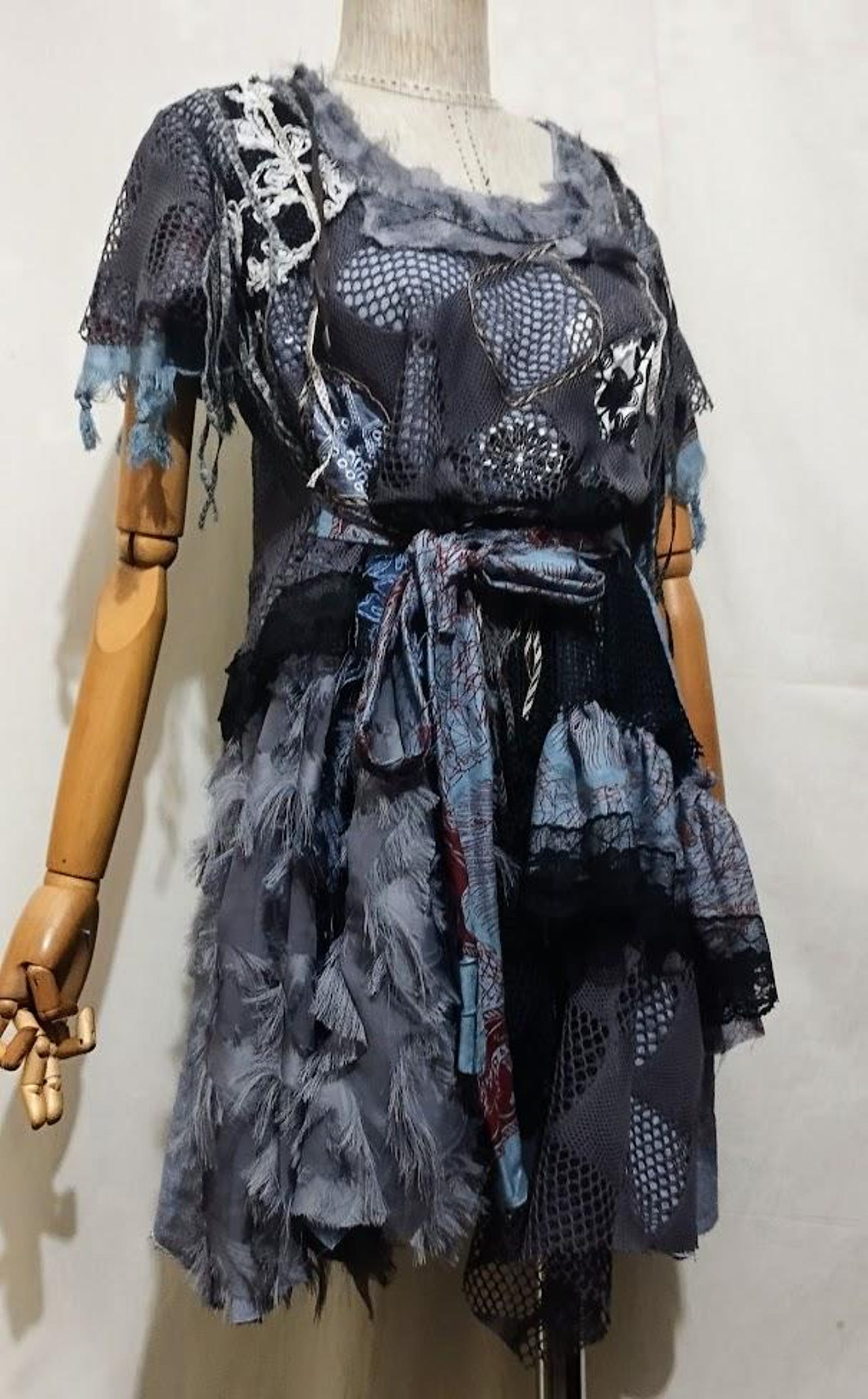 Tattered Goth Tunic Dress: Apocalyptic Feather Skirt, Avant Garde ...