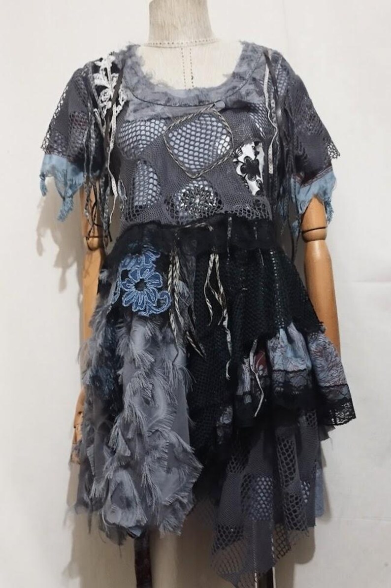 Tattered Goth Tunic Dress: Apocalyptic Feather Skirt, Avant Garde ...