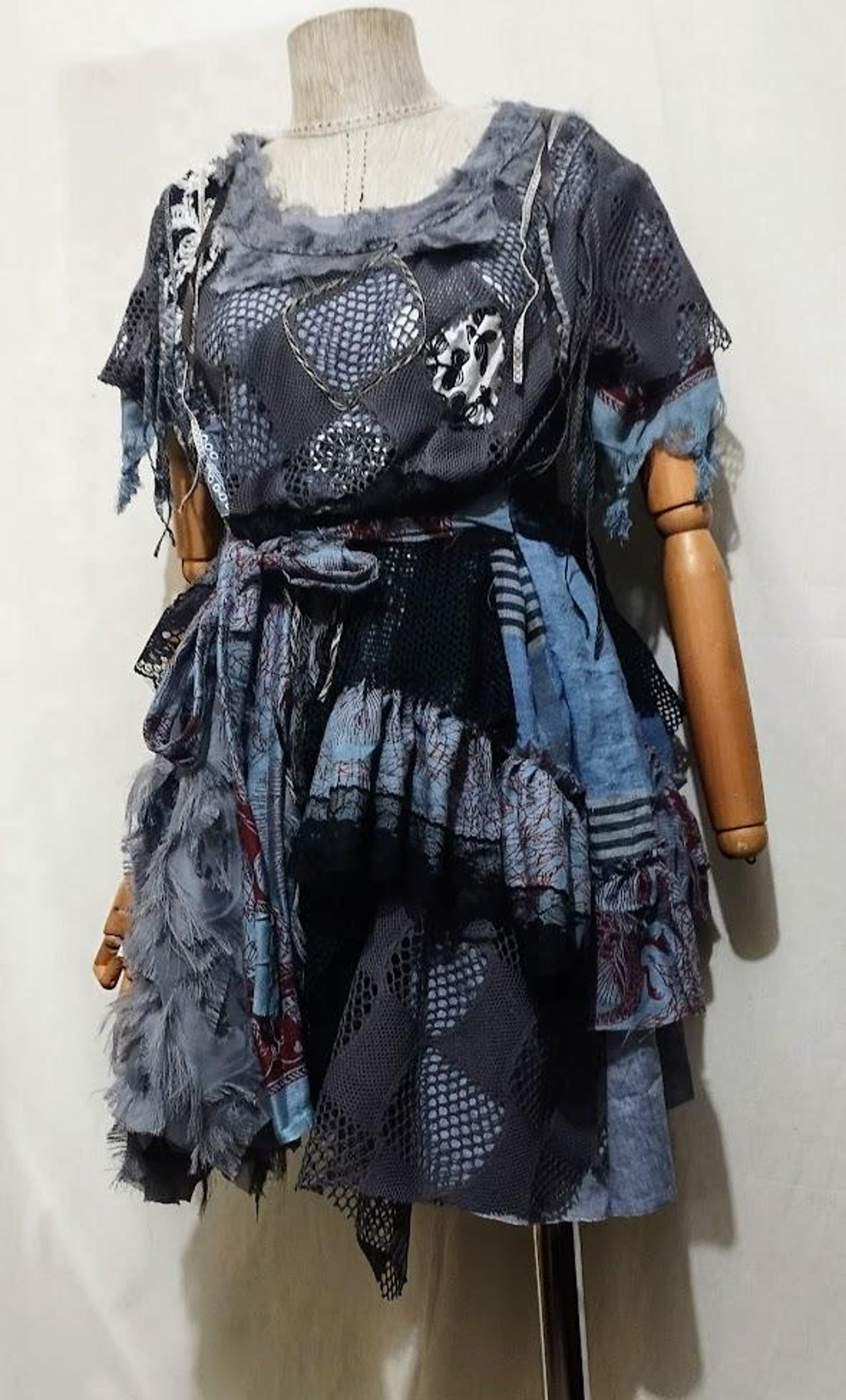 Tattered Goth Tunic Dress: Apocalyptic Feather Skirt, Avant Garde ...