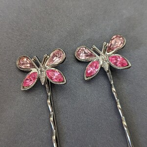 Pink Butterfly Hair Clips, Vintage Paste Gem Hairclips, Pastel Pink ...
