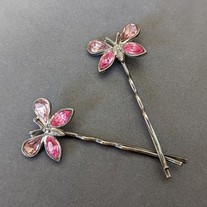 Pink Butterfly Hair Clips, Vintage Paste Gem Hairclips, Pastel Pink ...
