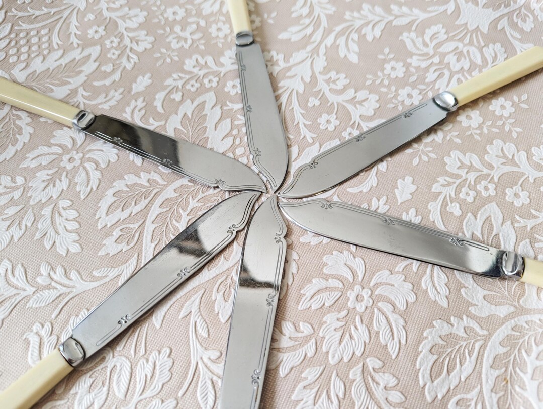 Set of 6 Matching Cheese Spreader Knives, Chromium Plated, 6 Vintage ...