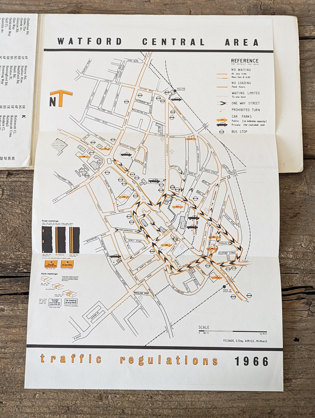 Vintage Map of Watford, 1966 London Map, Round and About Watford Street ...