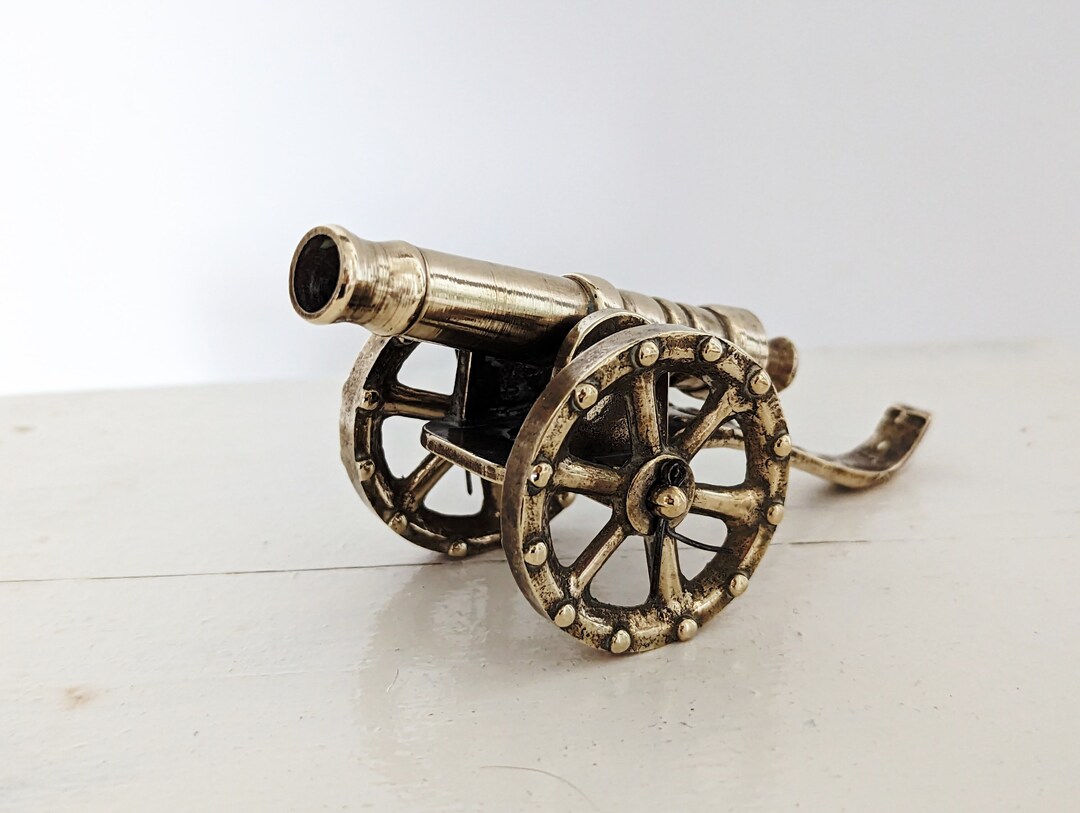 Vintage Miniature Army Cannon, Small Moving Solid Brass Cannon ...