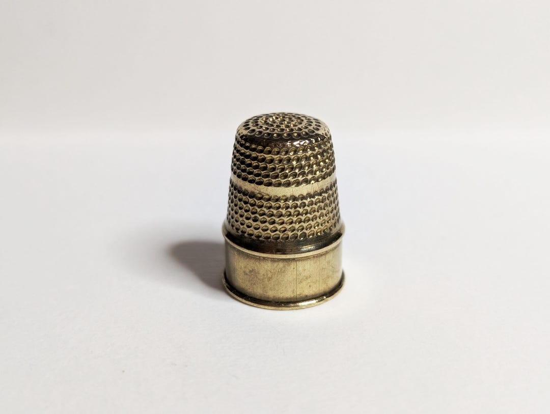 Vintage Brass Thimble Antique Sewing Tool Gold Coloured Finger Shield ...
