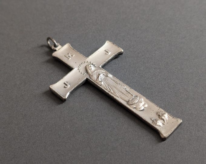 Vintage Italian Crucifix Pendant | Double Sided Jesus & Mary Cross ...