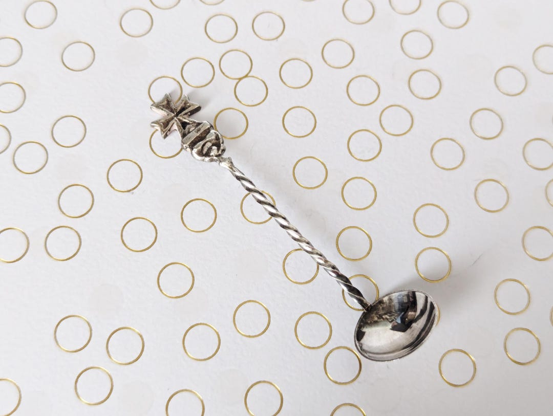 Solid Silver Maltese Salt Spoon, Vintage Miniature Spoon, Knights ...