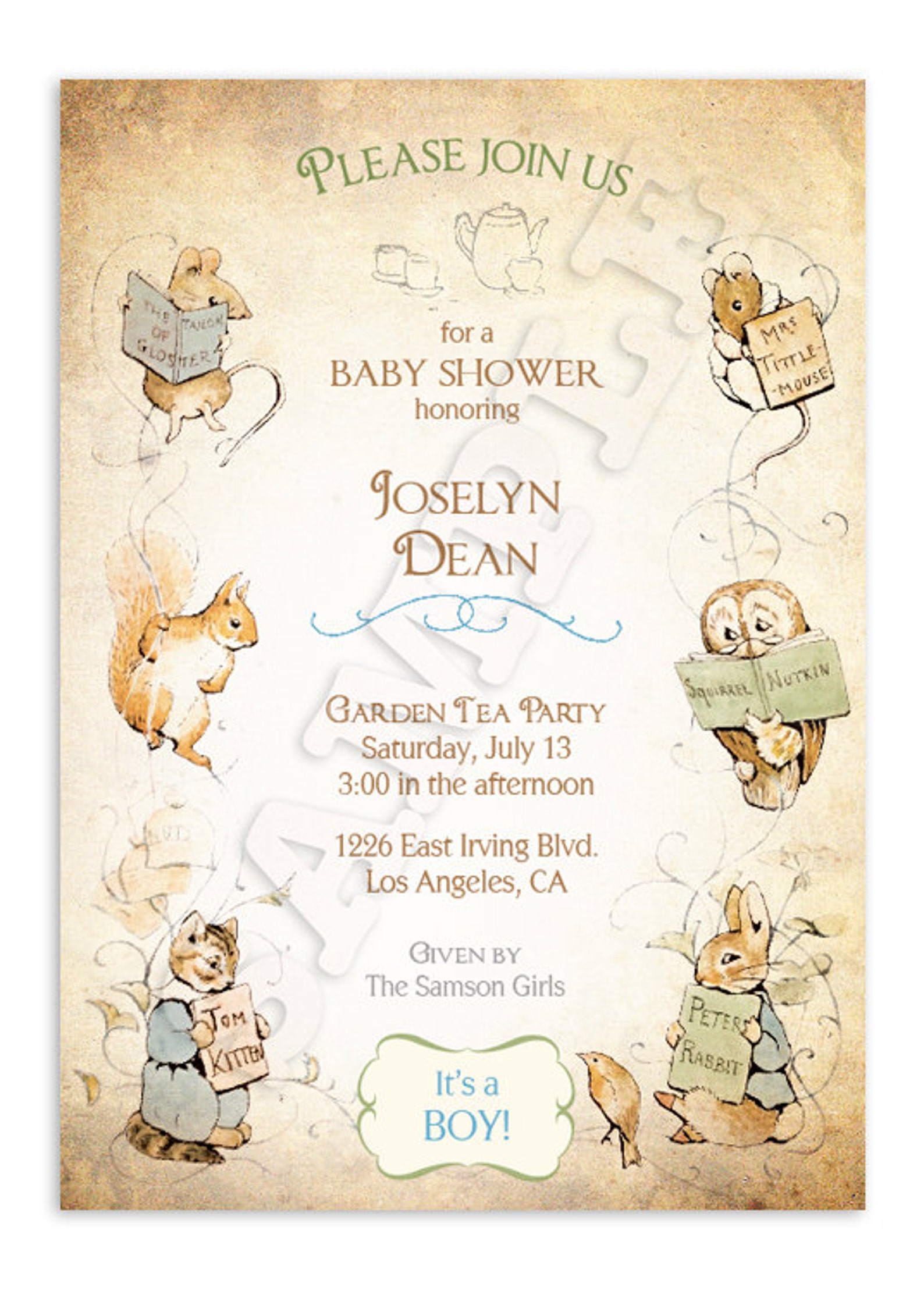 Beatrix Potter Baby Shower Invitation - Etsy