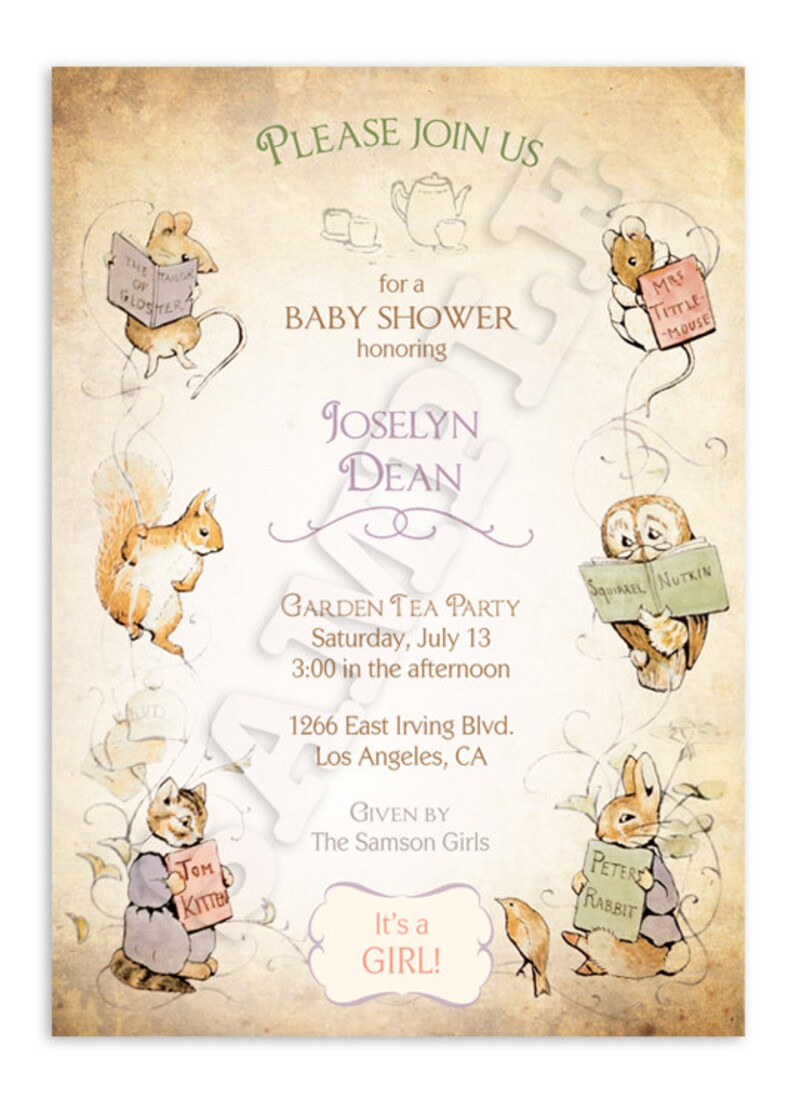 Beatrix Potter Baby Shower Invitation - Etsy