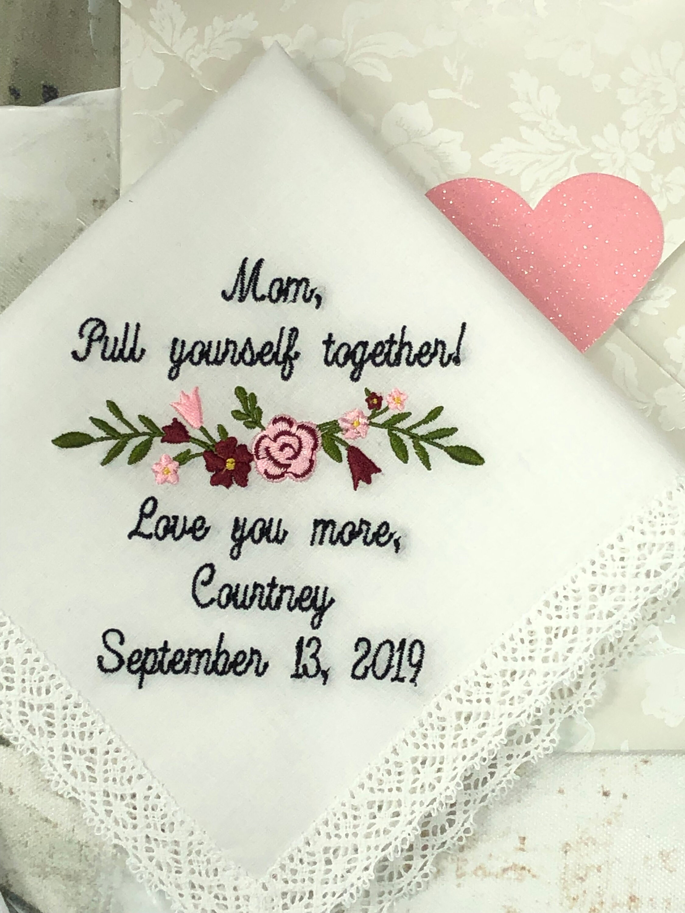 Mother of the Bride Gift Wedding Handkerchief, Embroidered Wedding ...