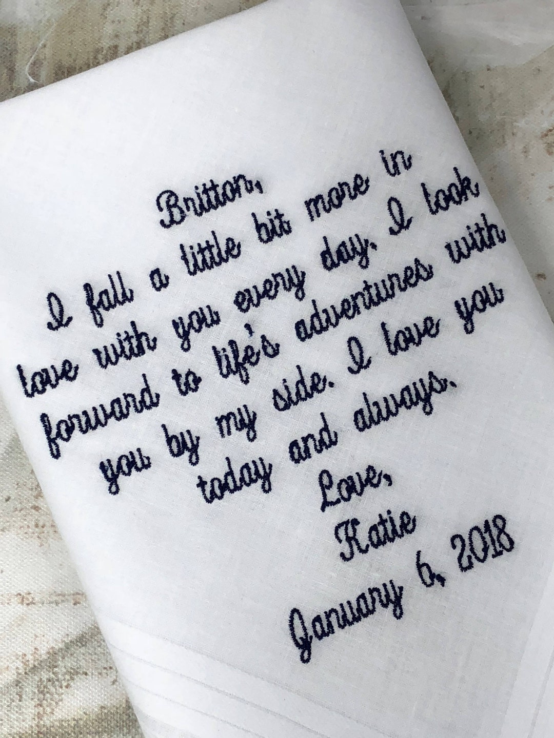 Wedding Handkerchief for Groom From His Bride on There Wedding Day ...