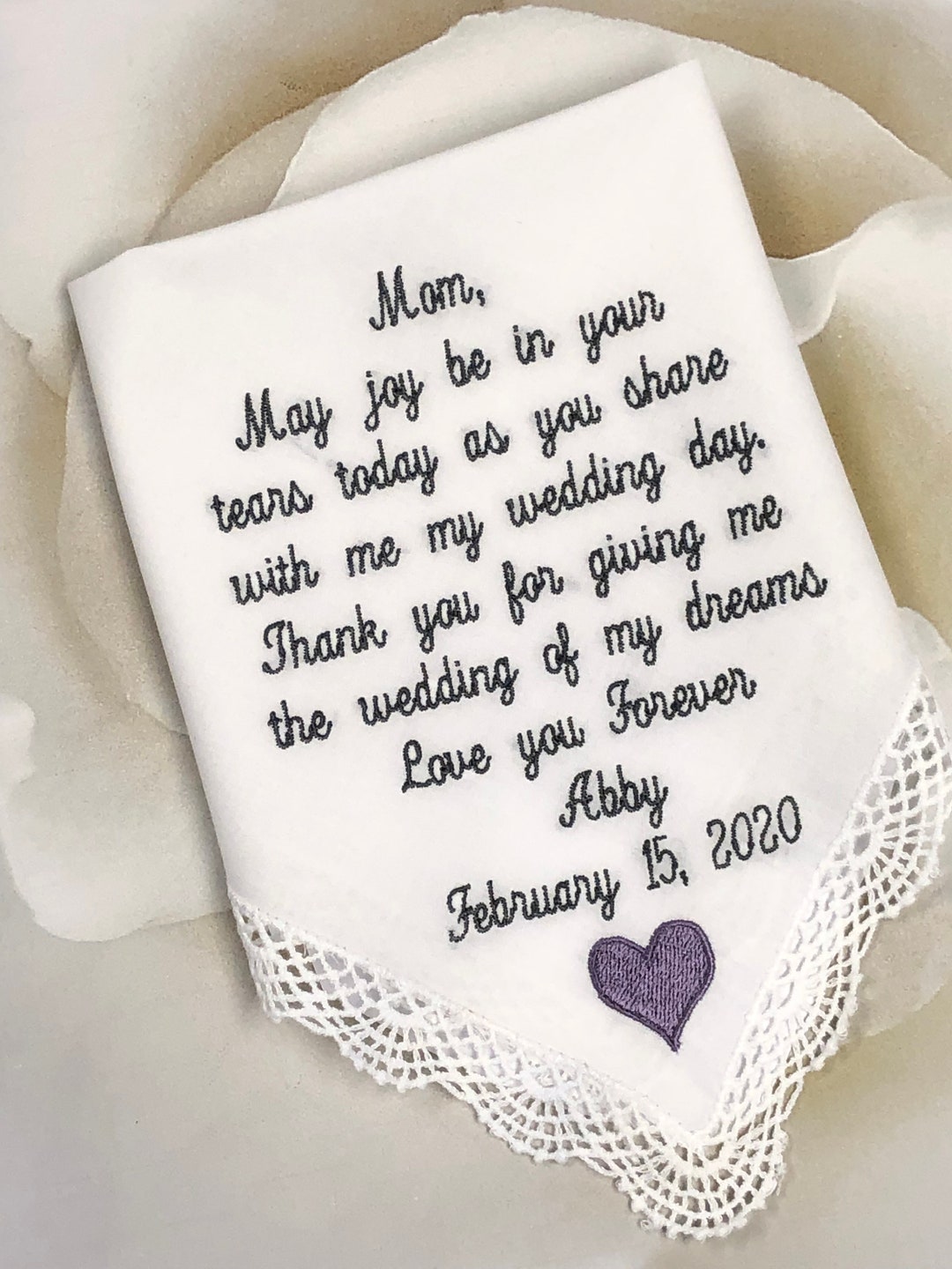 Custom Wedding Handkerchief | Mother of the Bride Gift | Mom of Bride ...