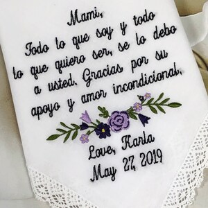Personalized Embroidered Mother of the Bride Handkerchief, Spanish ...