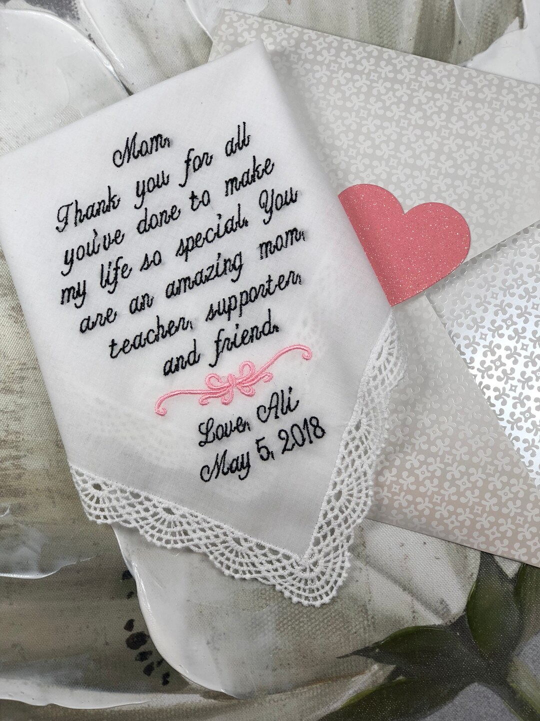 Wedding Handkerchief, Mother of the Bride, Son's Gift to His Mom on ...