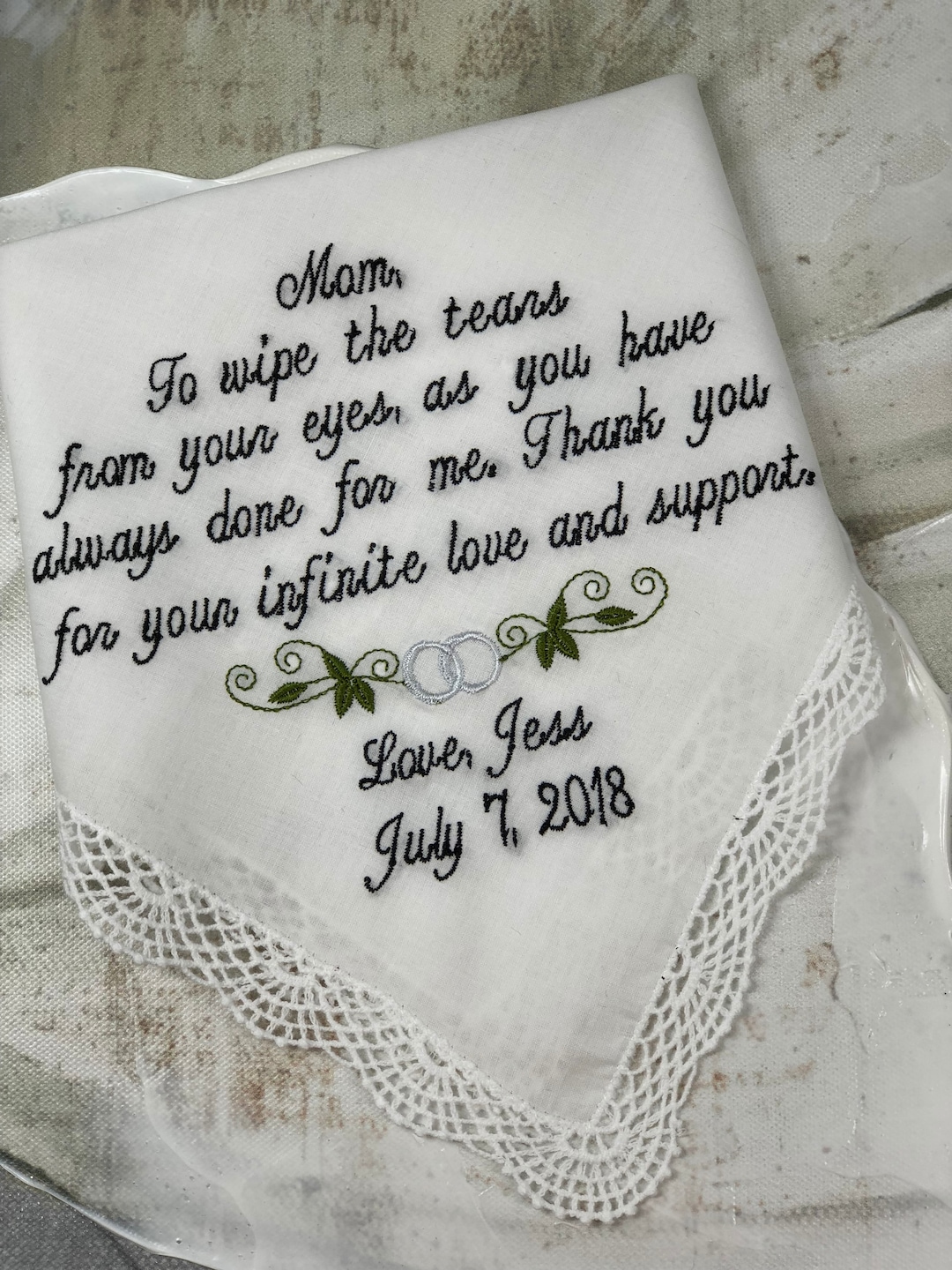 Wedding Gift to Mother* Wedding Handkerchief - Mother of the Bride Gift ...