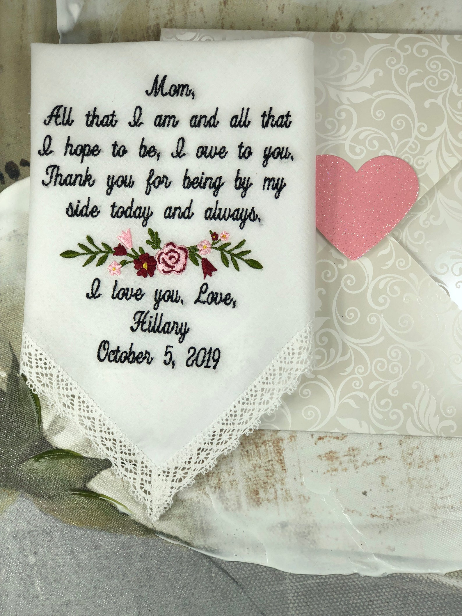 Personalized Embroidered Handkerchief, Mother of the Bride Gift - Etsy