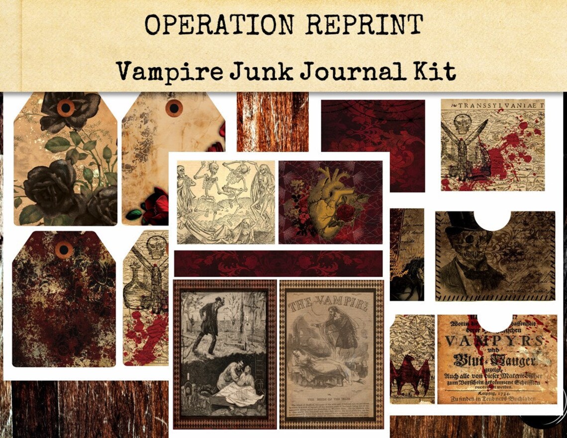 Vampire Junk Journal Kit 20 Pages Gothic Grunge PDF and JPEG - Etsy