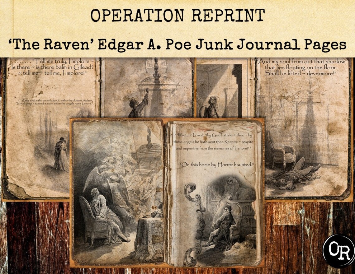 The Raven Edgar A. Poe Junk Journal Pages 20 Pages Printable | Etsy