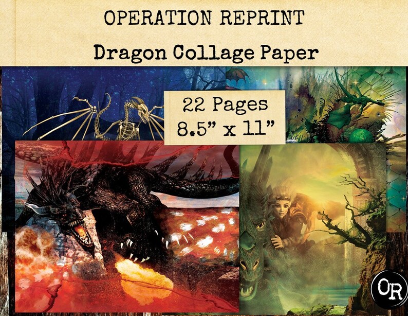 Dragon Collage Paper 22 Sheets for Decoupage Mystical - Etsy