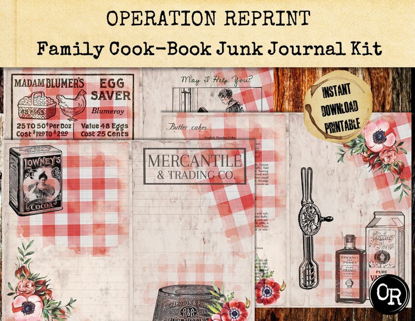 Family Cookbook Junk Journal Kit 32 Pages of Vintage Collage - Etsy