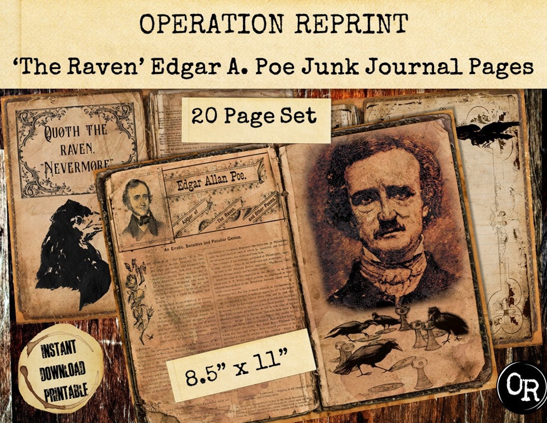 The Raven Edgar A. Poe Junk Journal Pages 20 Pages, Printable Digital ...