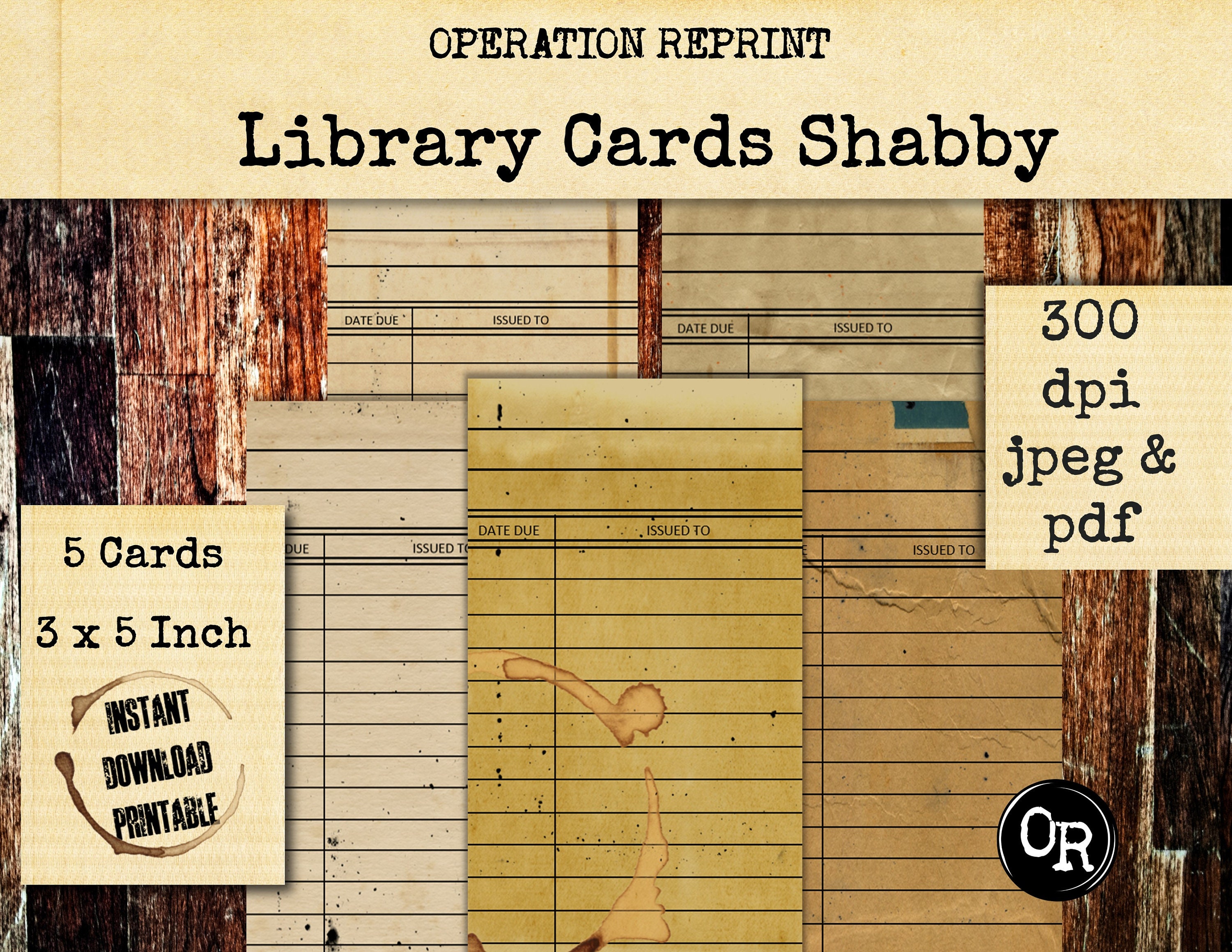 Shabby Library Cards Aged Vintage Style Digi Kit Junk Journal - Etsy