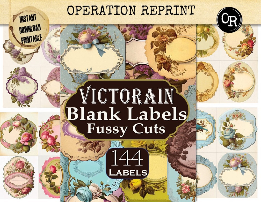 Victorian Blank Label Fussy Cuts 144 Vintage Style Fancy Labels ...
