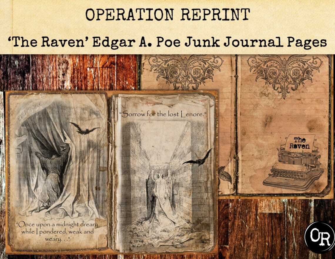 The Raven Edgar A. Poe Junk Journal Pages 20 Pages Printable | Etsy
