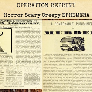 Scary Creepy Horror Ephemera. 128 Images Murder Newspaper, Macabre ...