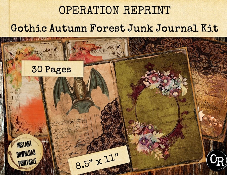 Gothic Autumn Forest Junk Journal Kit 30 Pages of Collage Paper ...