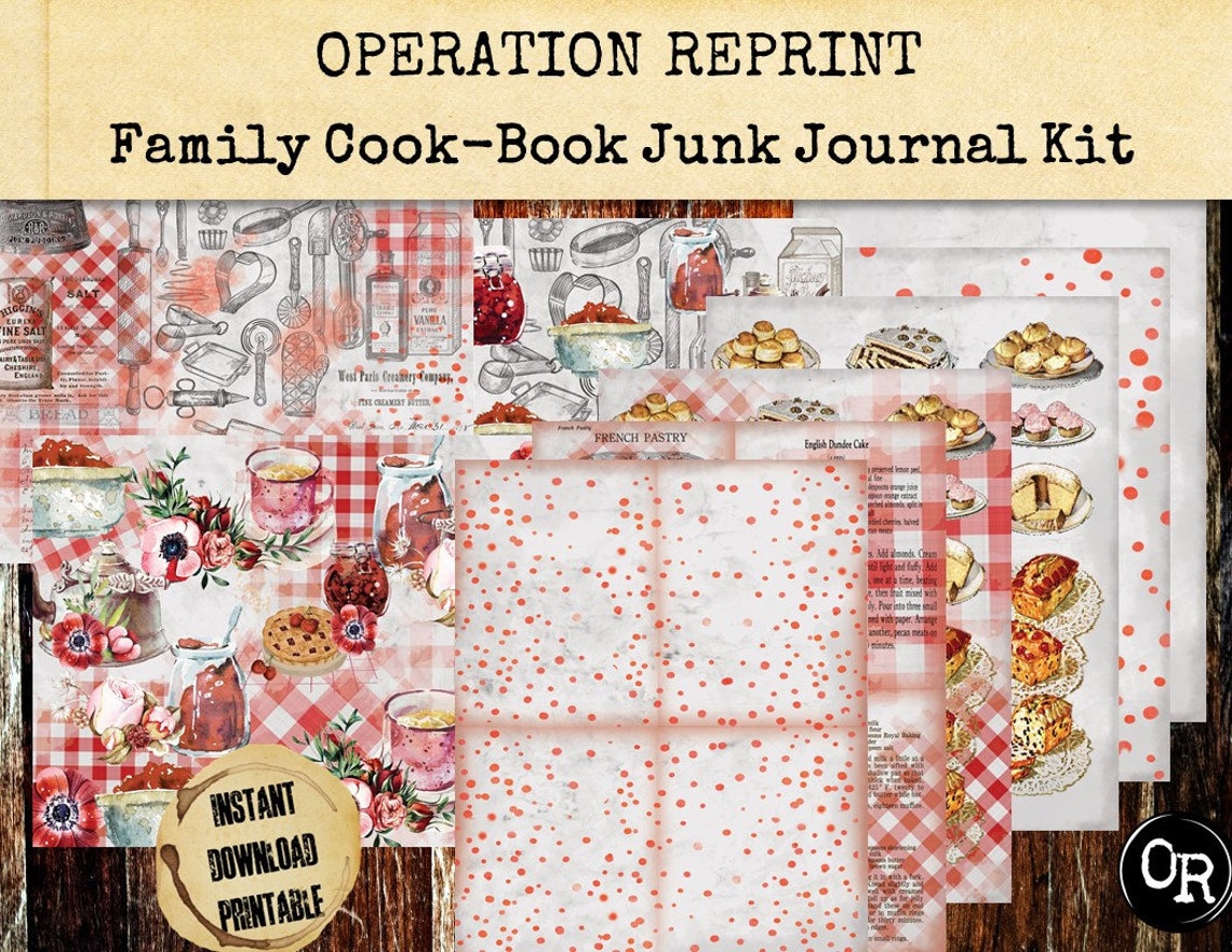 Family Cookbook Junk Journal Kit 32 Pages of Vintage Collage - Etsy ...