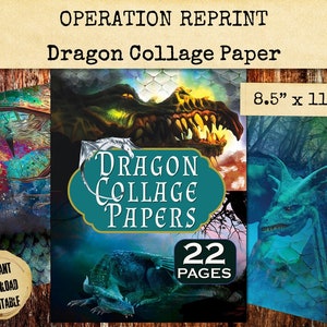 Dragon Collage Paper, 22 Sheets for Decoupage, Mystical Mythical Beasts ...