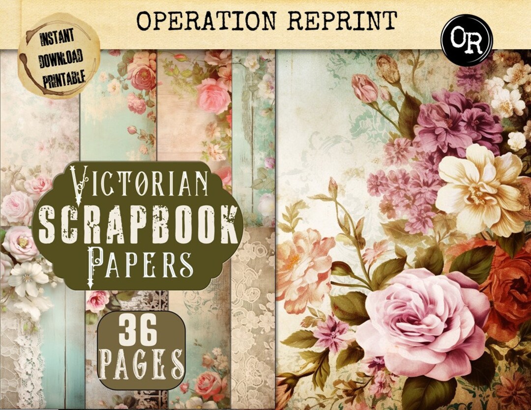 Rose Scrapbook Paper Victorian, 36 Sheets Antique Lace Background ...