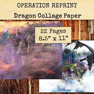 Dragon Collage Paper, 22 Sheets for Decoupage, Mystical Mythical Beasts ...
