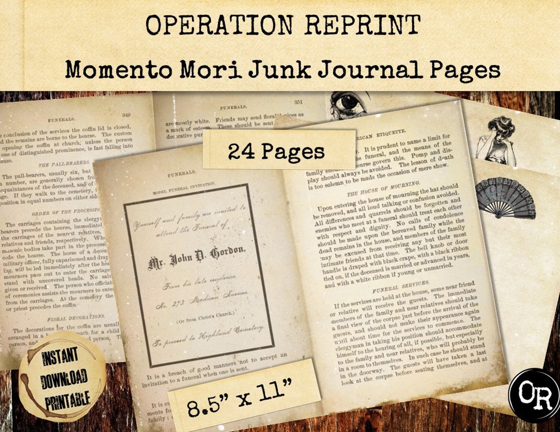 Momento Mori Vintage Victorian Junk Journal Pages Undertaker - Etsy