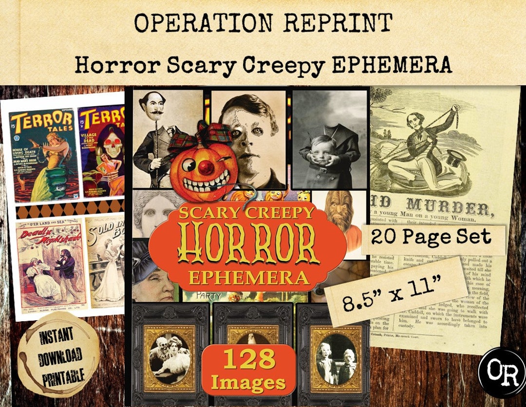Scary Creepy Horror Ephemera. 128 Images Murder Newspaper, Macabre ...