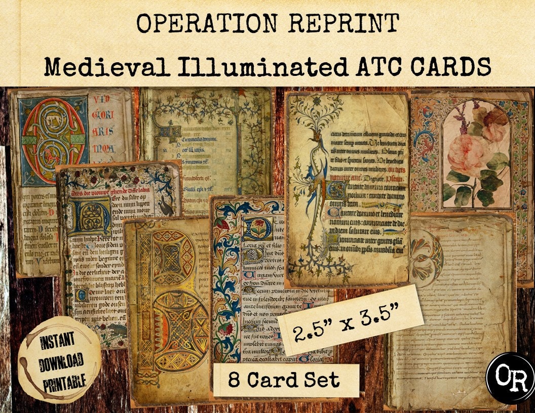 Medieval Illuminated ATC Cards PDF and JPEG Digital Download - Etsy