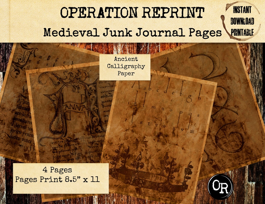 Ancient Junk Journal Pages, Medieval Ephemera Paper, Fantasy Diary, PDF ...