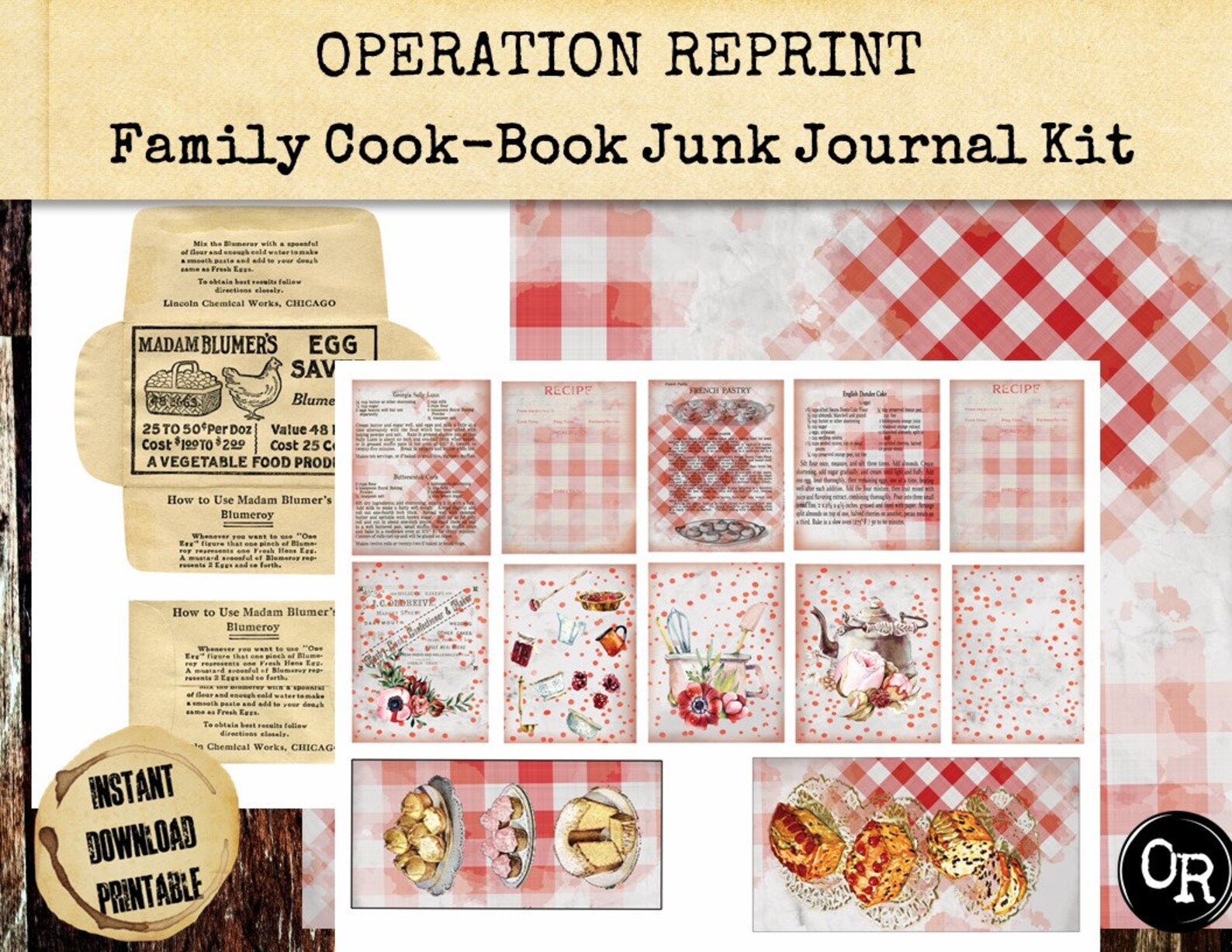 Family Cookbook Junk Journal Kit 32 Pages of Vintage Collage - Etsy