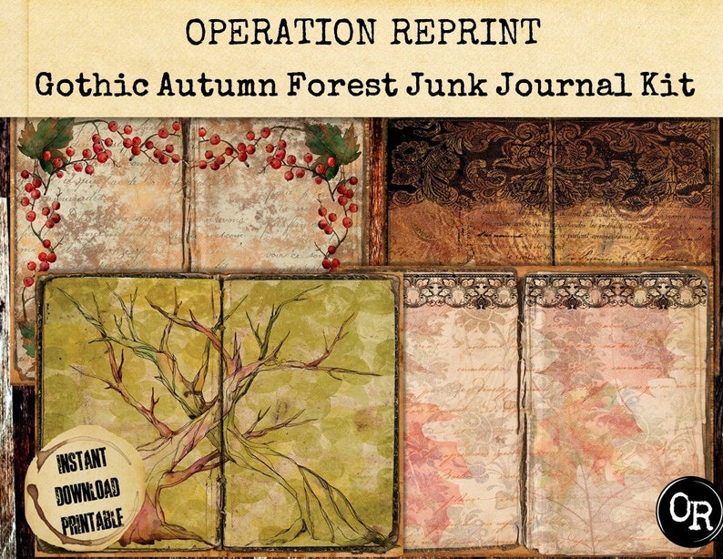Gothic Autumn Forest Junk Journal Kit 30 Pages of Collage Paper ...