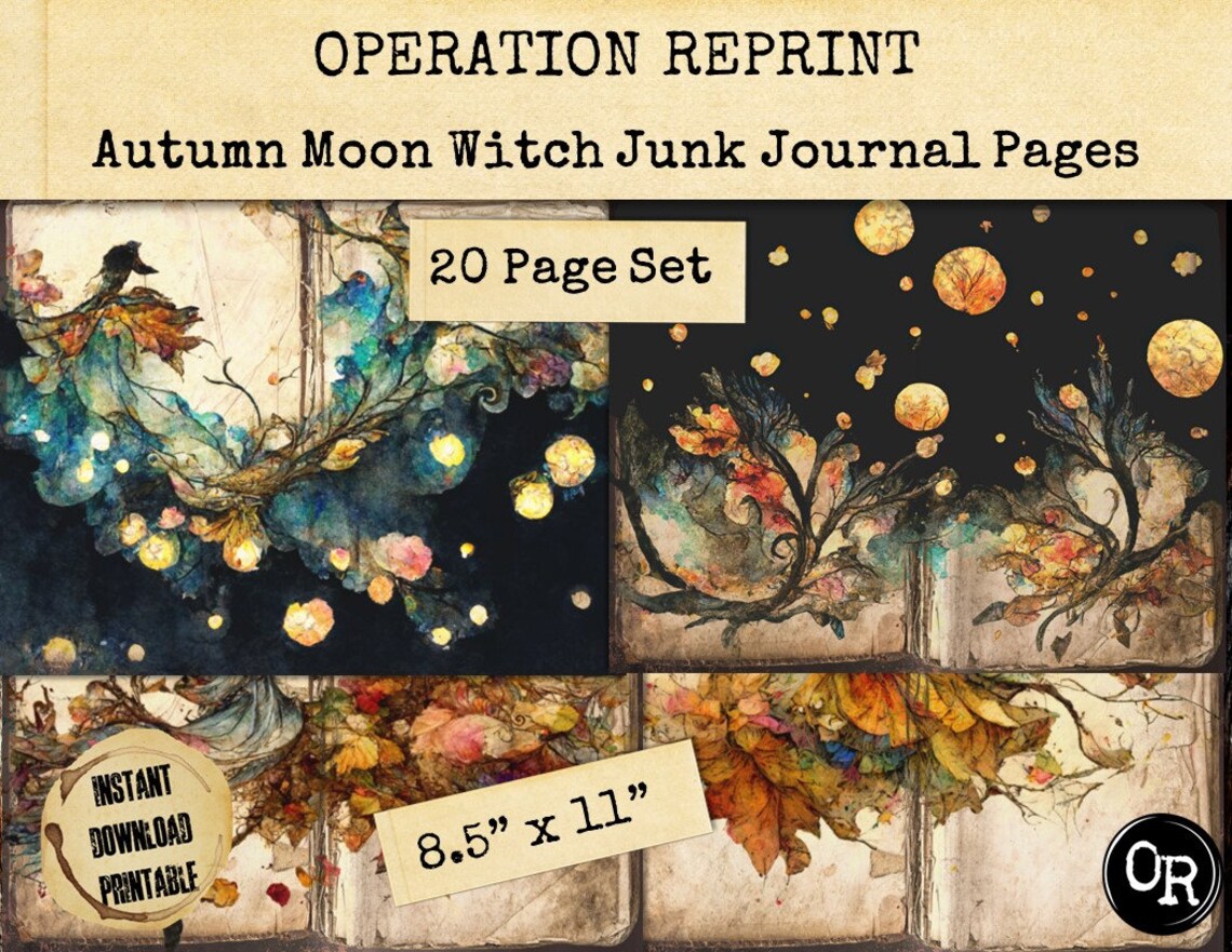 Autumn Moon Witch Junk Journal 20 Pages of Witchy Lunar - Etsy