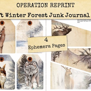 Soft Winter Forest Junk Journal Kit. 23 Pages Journaling, Ephemera ...