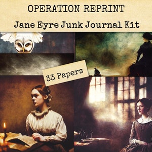 Jane Eyre Book Lover Junk Journal Kit, 33 Pages Dark Academia, Gothic ...