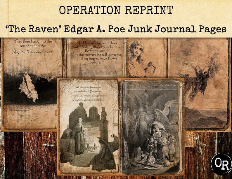 The Raven Edgar A. Poe Junk Journal Pages 20 Pages Printable | Etsy
