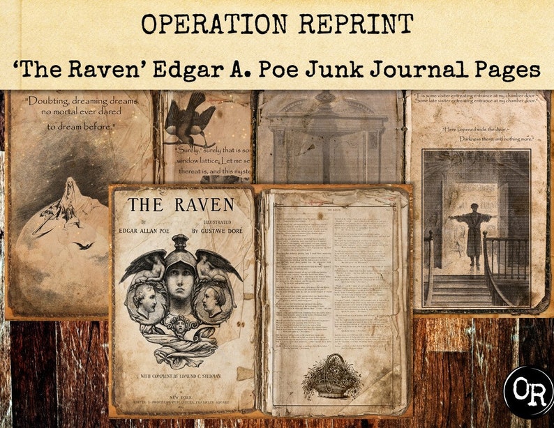 The Raven Edgar A. Poe Junk Journal Pages 20 Pages, Printable Digital ...