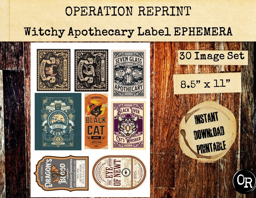 Witchy Apothecary Labels Ephemera for Potion Bottles Spell - Etsy